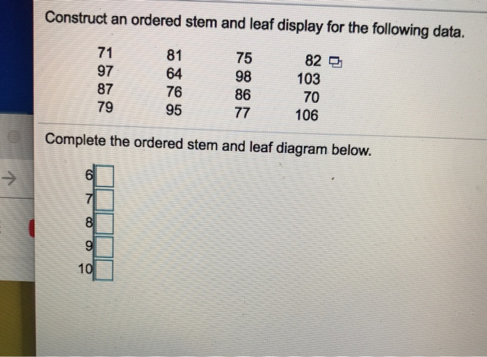 Solved Construct an ordered stem and leaf display for the | Chegg.com