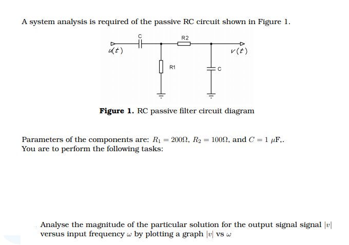Solved A system analysis is required of the passive RC | Chegg.com
