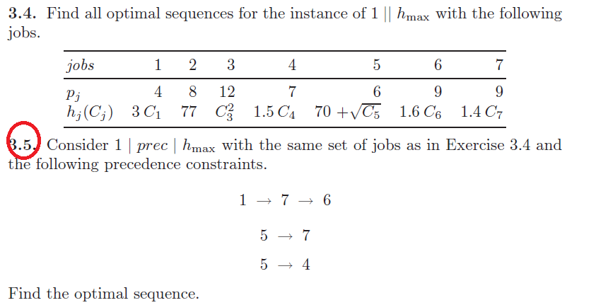 3.4. Find all optimal sequences for the instance of 1 | Chegg.com