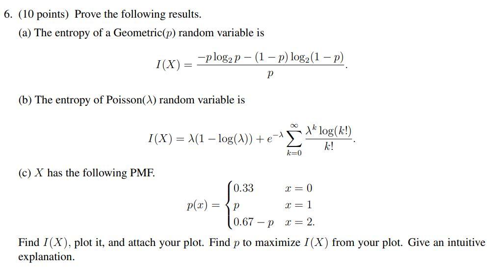 Solved 6. (10 points) Prove the following results. (a) The | Chegg.com Solved 6. (10 points) Prove the following results. (a) The | Chegg.com