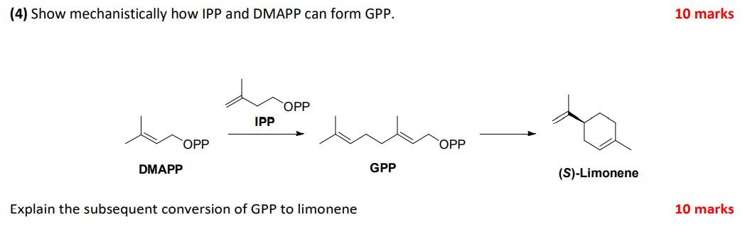 Solved (4) Show mechanistically how IPP and DMAPP can form | Chegg.com