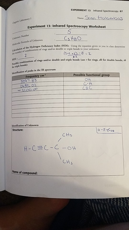 Solved EXPERIMENT 13 Infrared Spectroscopy 67 Oganic | Chegg.com