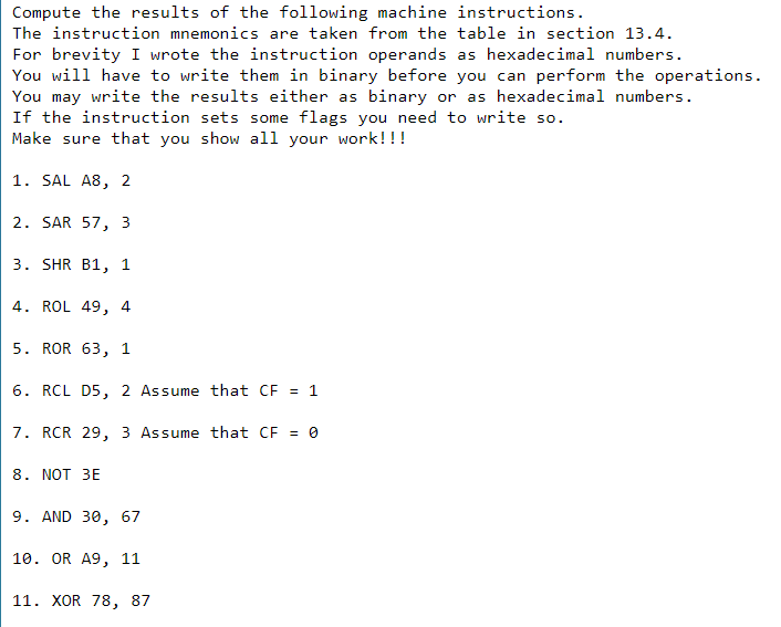 Solved Compute the results of the following machine | Chegg.com