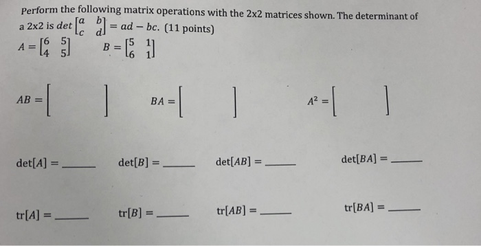 Solved . Perform the follow ing matrix operations with the | Chegg.com