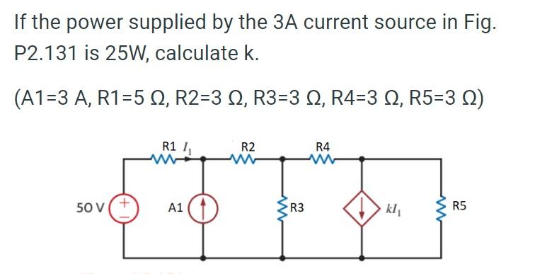 Solved If the power supplied by the 3 A current source in | Chegg.com