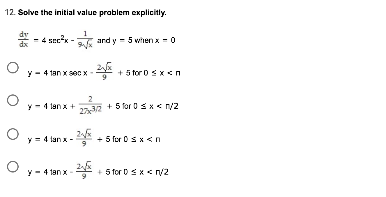 Solved 12. Solve the initial value problem explicitly. and y | Chegg.com