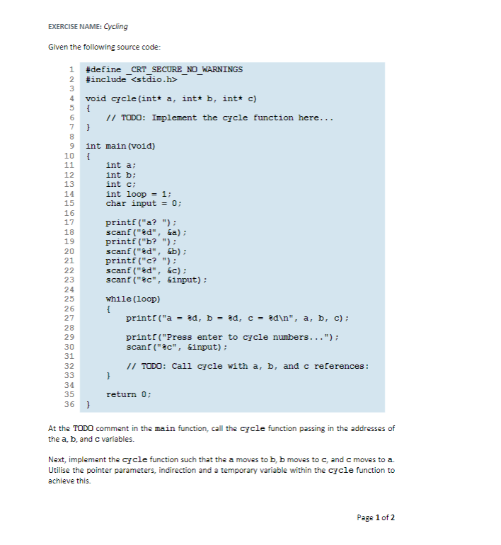 Solved EXERCISE NAME: Incrementer Given the following source | Chegg.com