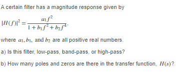 A certain filter has a magnitude response given by | Chegg.com
