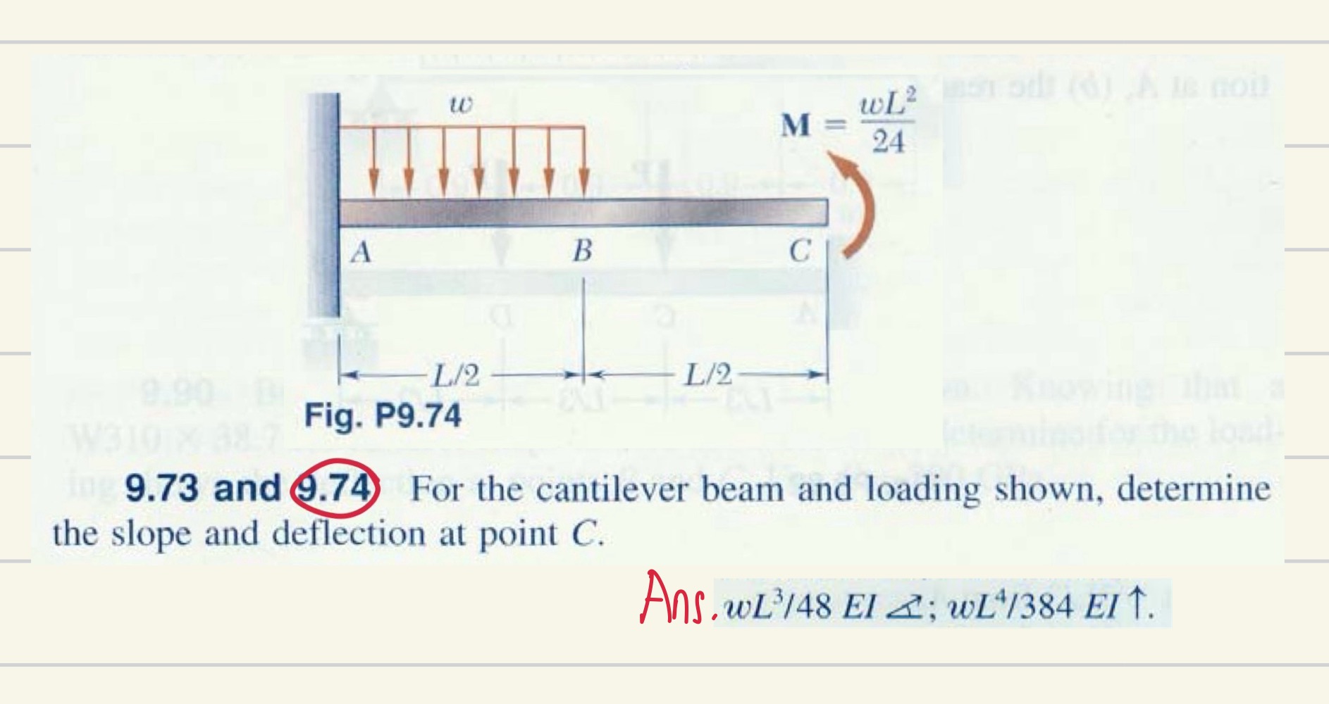 Solved 9.74 ﻿For the cantilever beam and loading shown, | Chegg.com