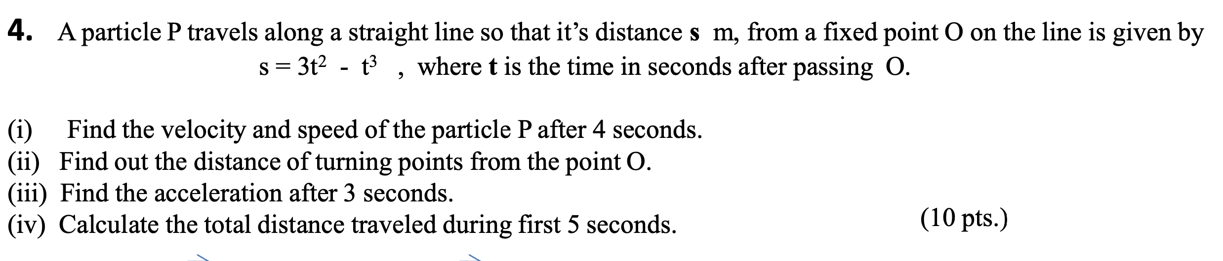 Solved 4. A particle P travels along a straight line so that | Chegg.com