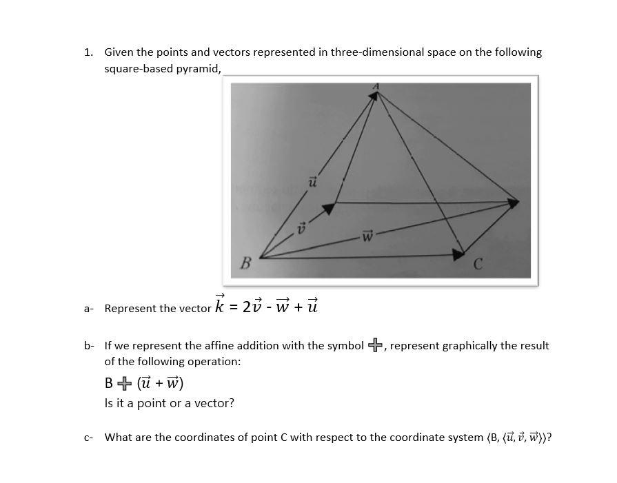 Solved 1. Given the points and vectors represented in | Chegg.com
