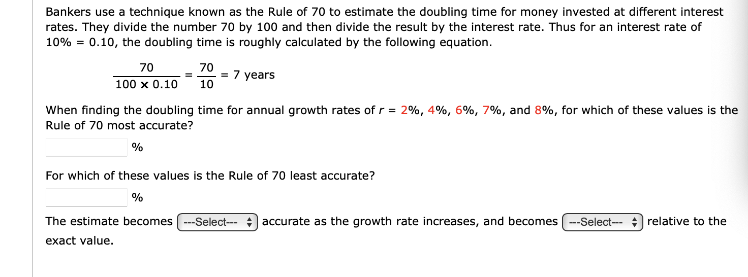 Solved Bankers use a technique known as the Rule of 70 to | Chegg.com