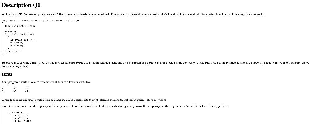 Solved: Need help asap Description Q1 Write a short RISC-V Solved: Need help asap Description Q1 Write a short RISC-V
