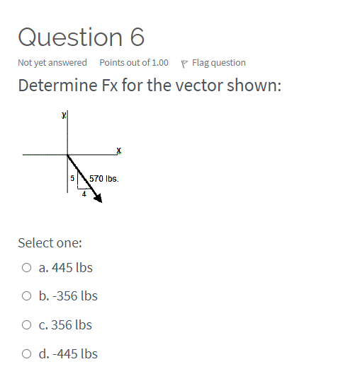 Solved Question 6 Not yet answered Points out of 1.00 P Flag | Chegg.com