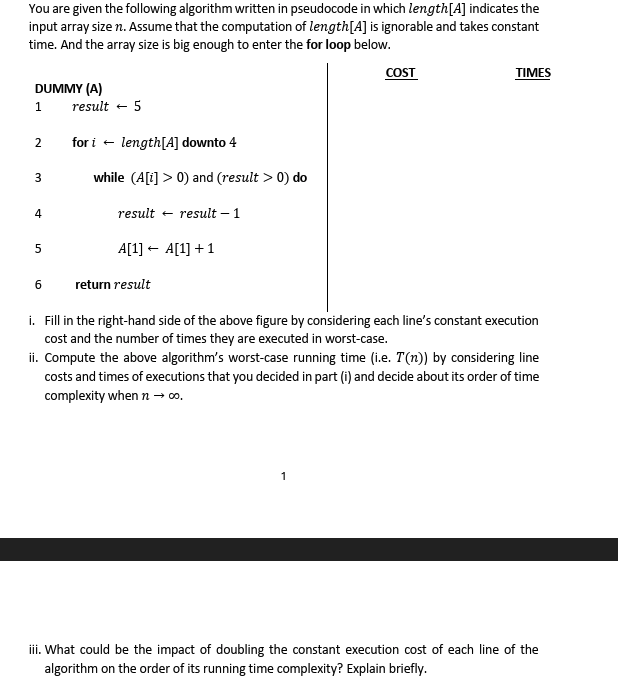 Solved You are given the following algorithm written in | Chegg.com