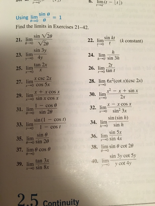 Solved Using lim_theta rightarrow 0 sin theta/theta = 1 | Chegg.com