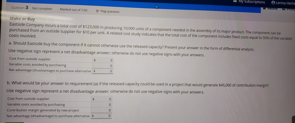 Solved EBOOK SPA Question 3 Not complete Marked out of 7.00 | Chegg.com