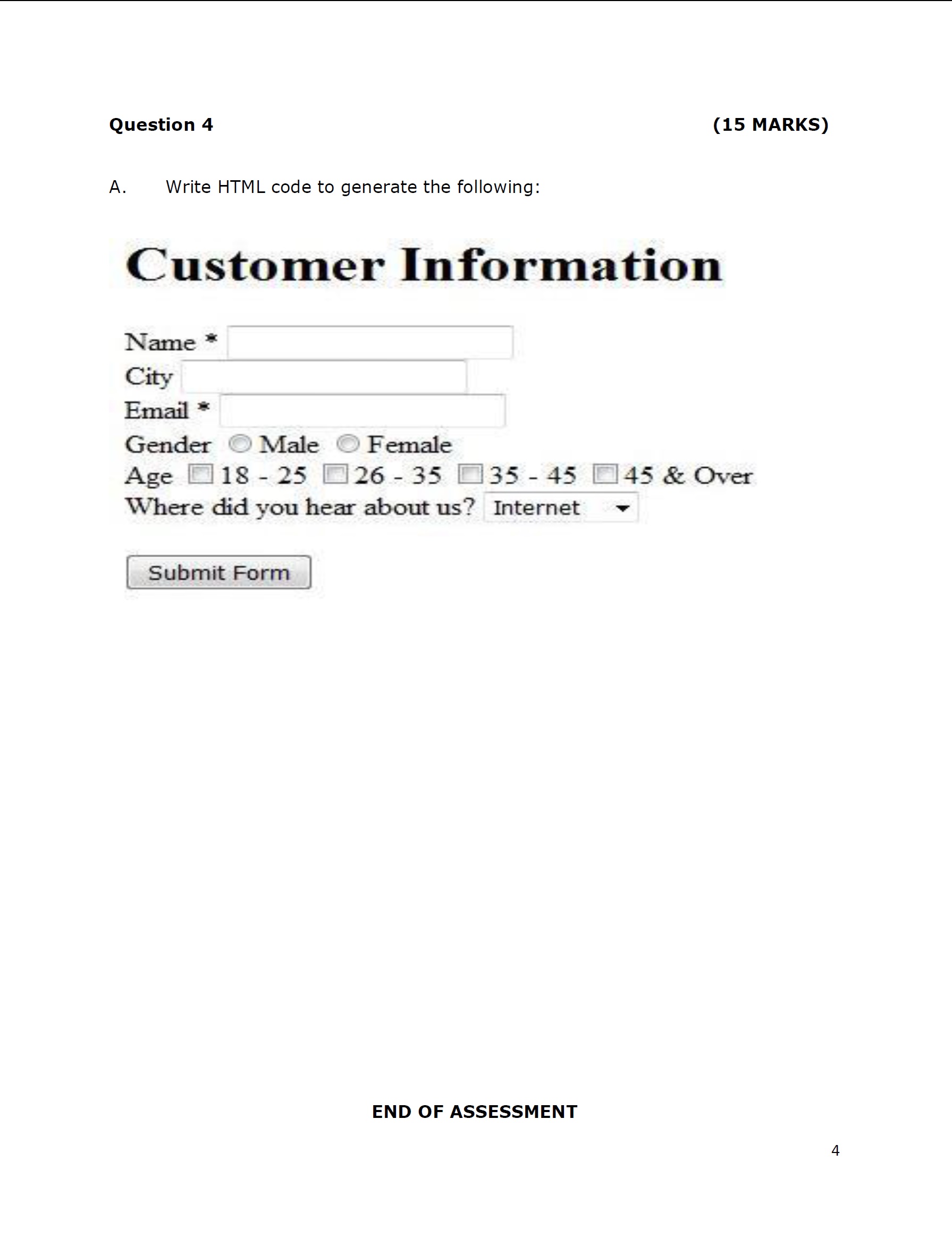 Solved A. Write HTML code to generate the following: | Chegg.com