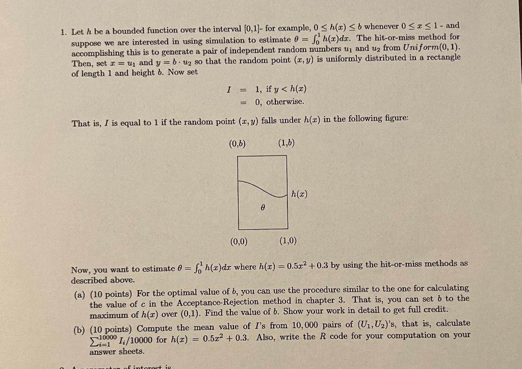 Solved 1. Let h be a bounded function over the interval | Chegg.com