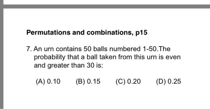 Solved Permutations and combinations, p15 7. An urn contains | Chegg.com