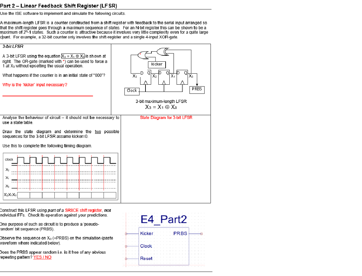 Solved Part 2 - Linear Feedback Shift Register (LF SR) Use | Chegg.com