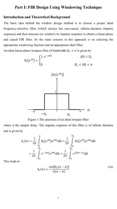 Solved Part I: FIR Design Using Windowing Technique | Chegg.com