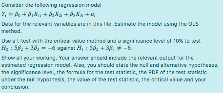 Consider the following regression model Y; = Bo + | Chegg.com