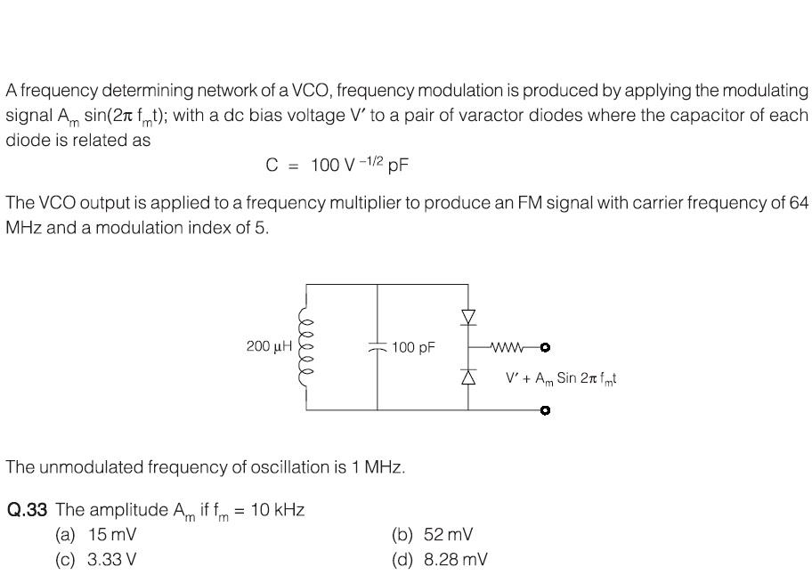 Solved A frequency determining network of a VCO, frequency | Chegg.com