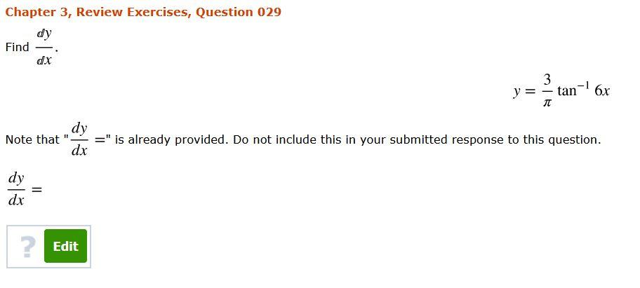 Solved Chapter 3, Review Exercises, Question 029 dy Find dx | Chegg.com