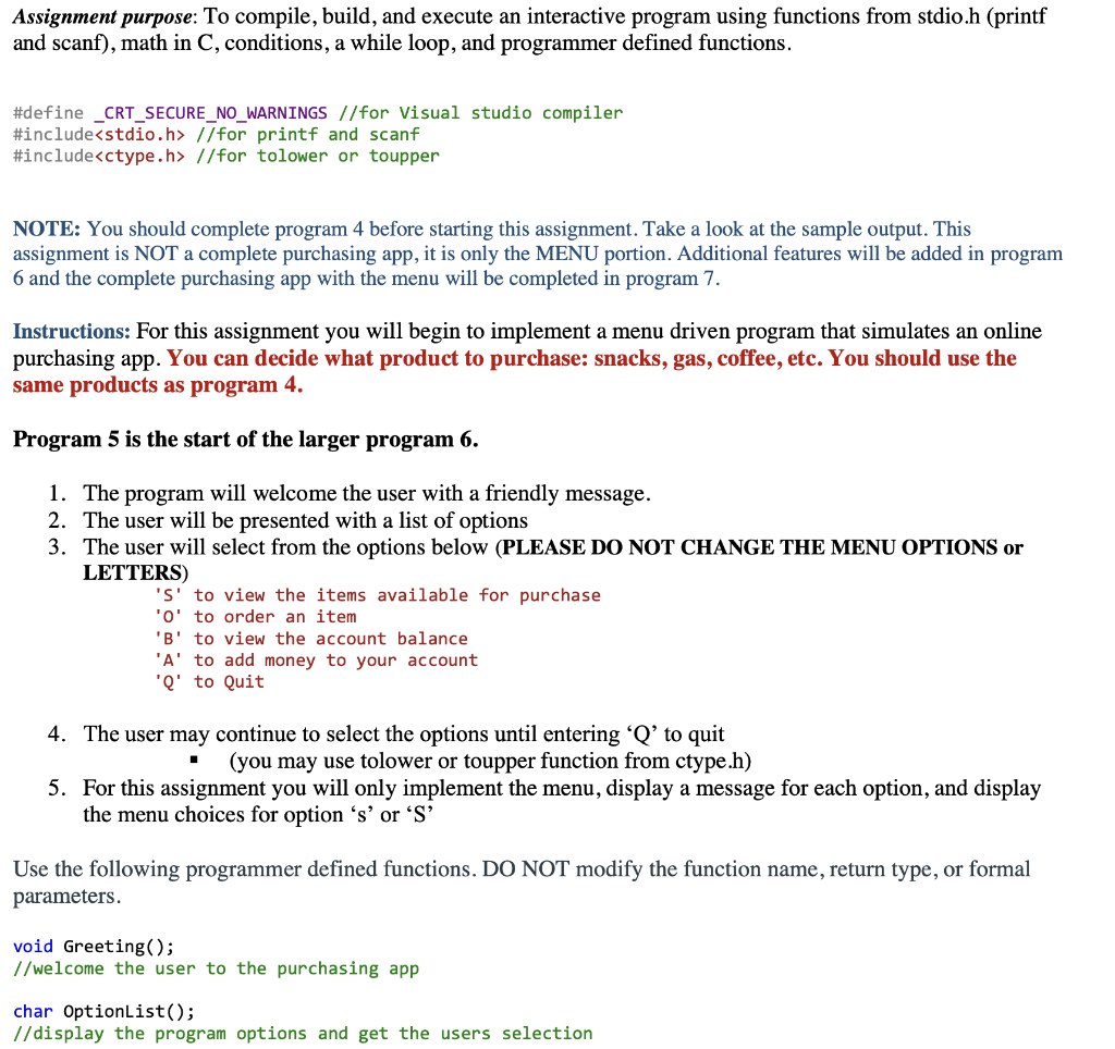 Solved Assignment purpose: To compile, build, and execute an | Chegg.com