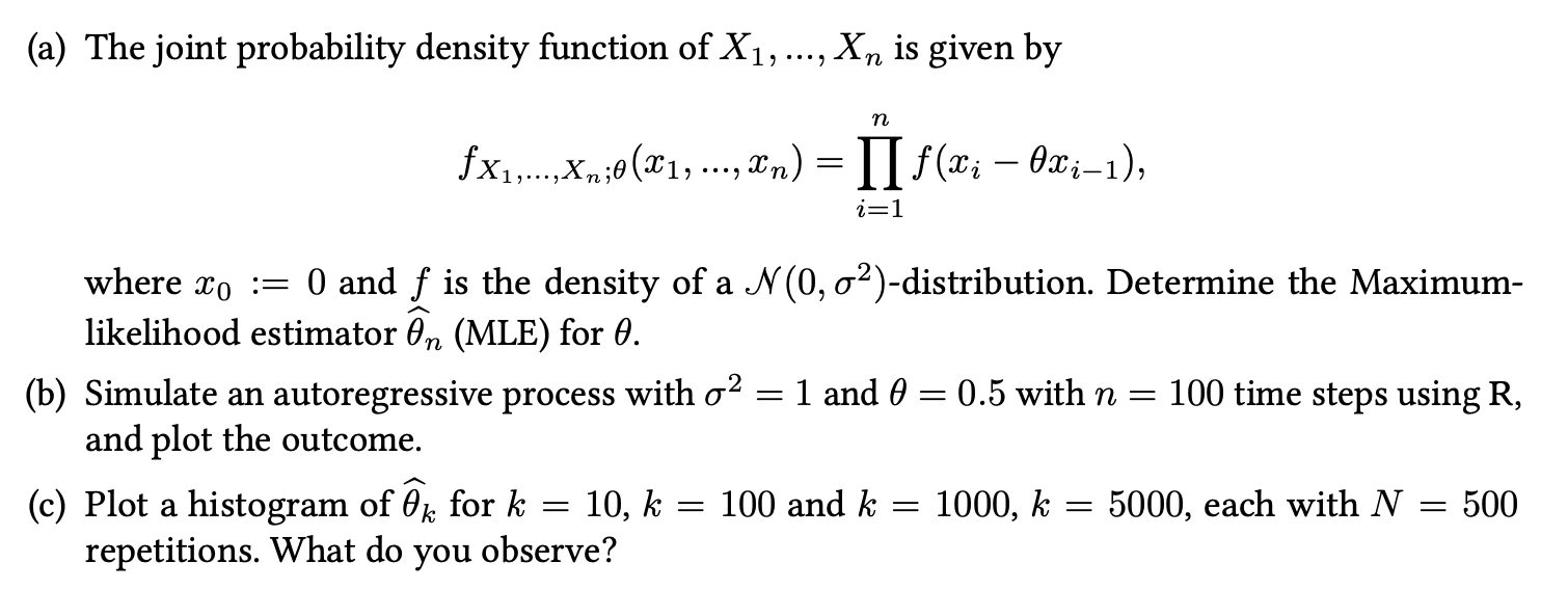 4. (R exercise) Maximum-Likelihood estimation for an | Chegg.com