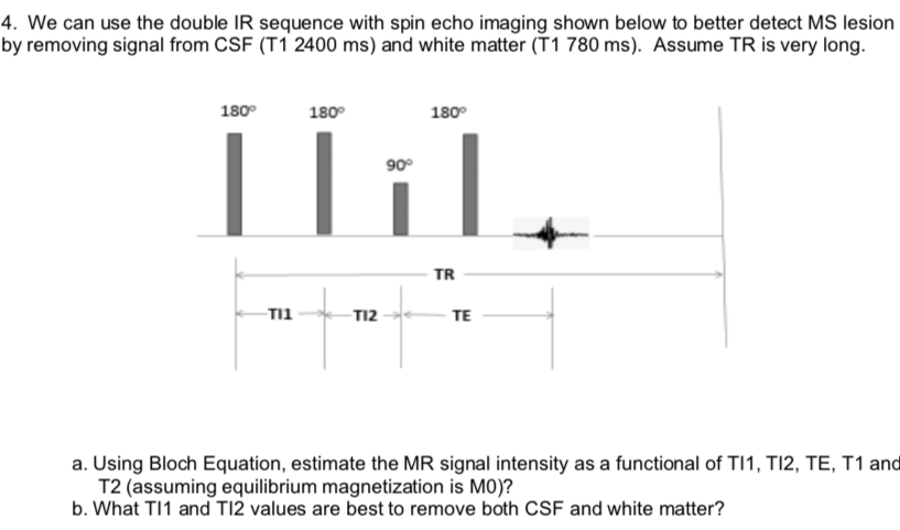 4. We can use the double IR sequence with spin echo | Chegg.com