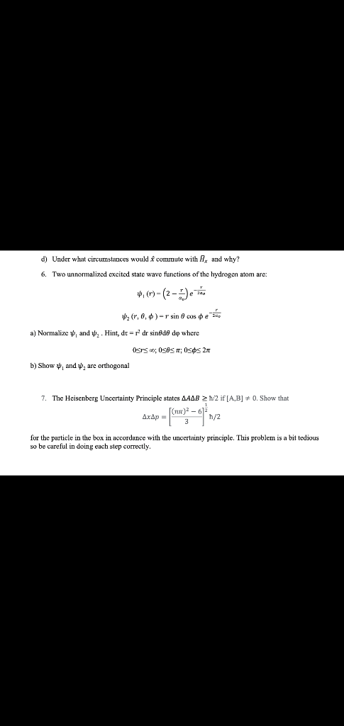 Solved d) Under what circumstances would commute with, and | Chegg.com