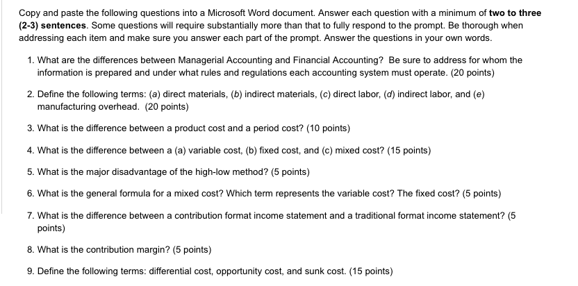 Solved Copy and paste the following questions into a | Chegg.com