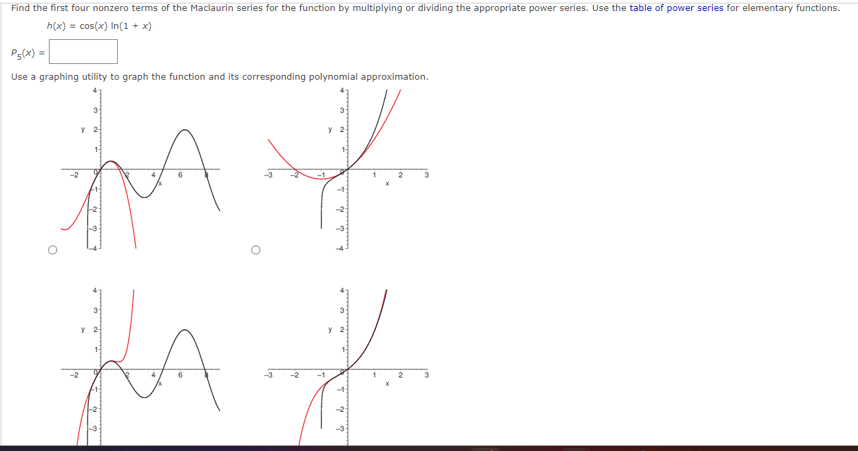 Solved h(x)=cos(x)ln(1+x) P5(x)= Use a graphing utility to | Chegg.com