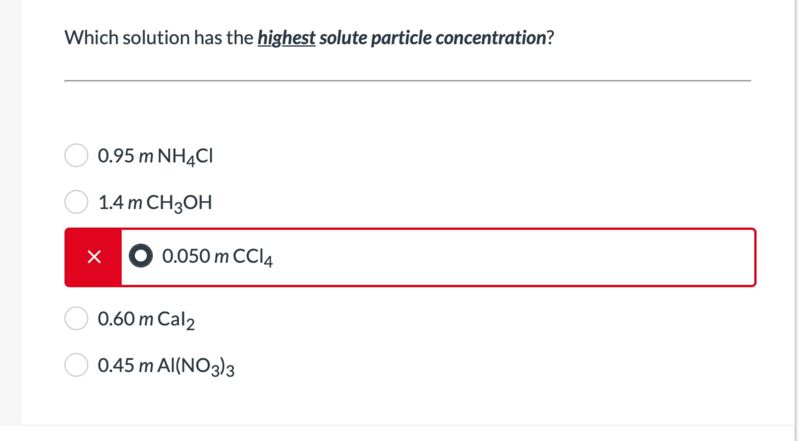 Solved Which solution has the highest solute particle | Chegg.com