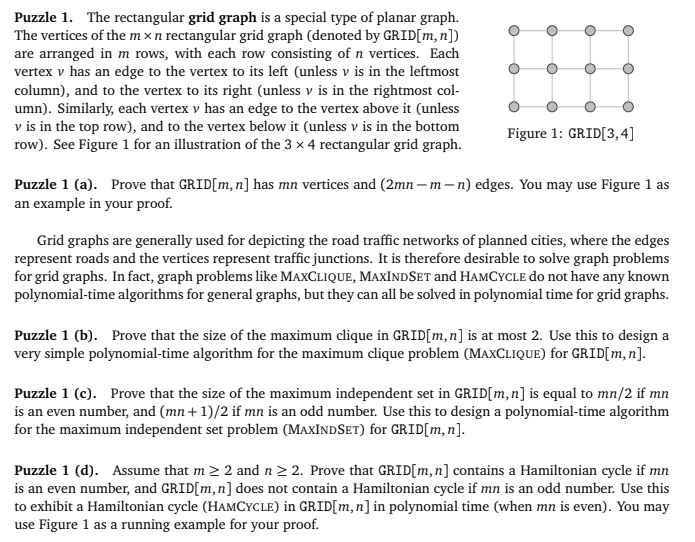 Solved Puzzle 1. ﻿The rectangular grid graph is a special | Chegg.com