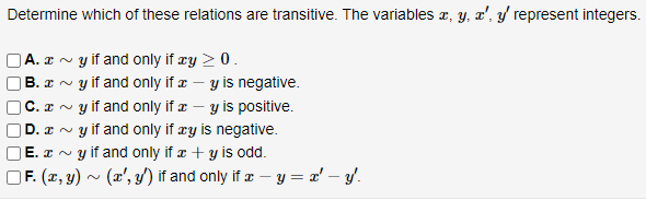 Solved Determine which of these relations are transitive. | Chegg.com