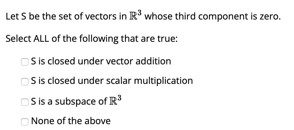 Solved Let S be the set of vectors in R3 whose third | Chegg.com