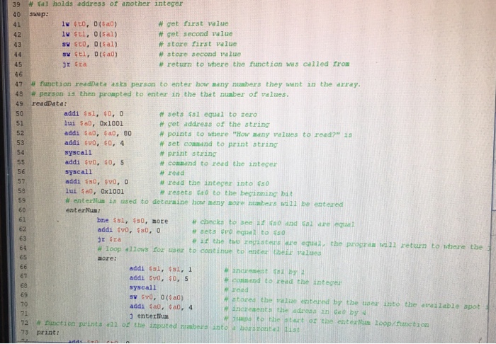 data numbers: .space 80 prompt: asciiz "How many | Chegg.com