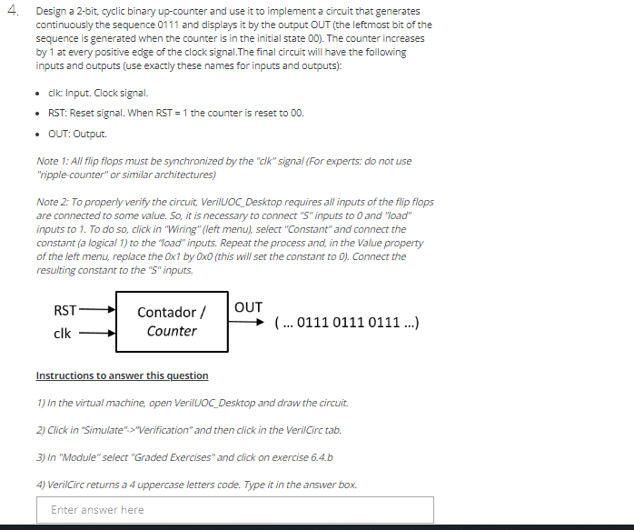 4. Design a 2-bit cyclic binary up-counter and use it | Chegg.com