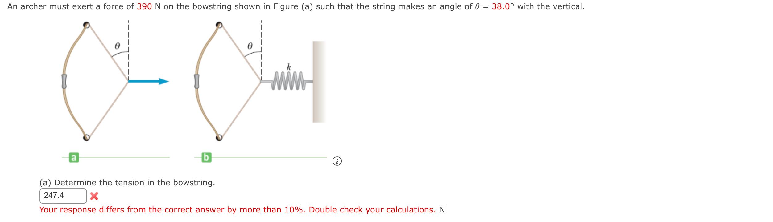 Solved An archer must exert a force of 390 N on the | Chegg.com Solved An archer must exert a force of 390 N on the | Chegg.com