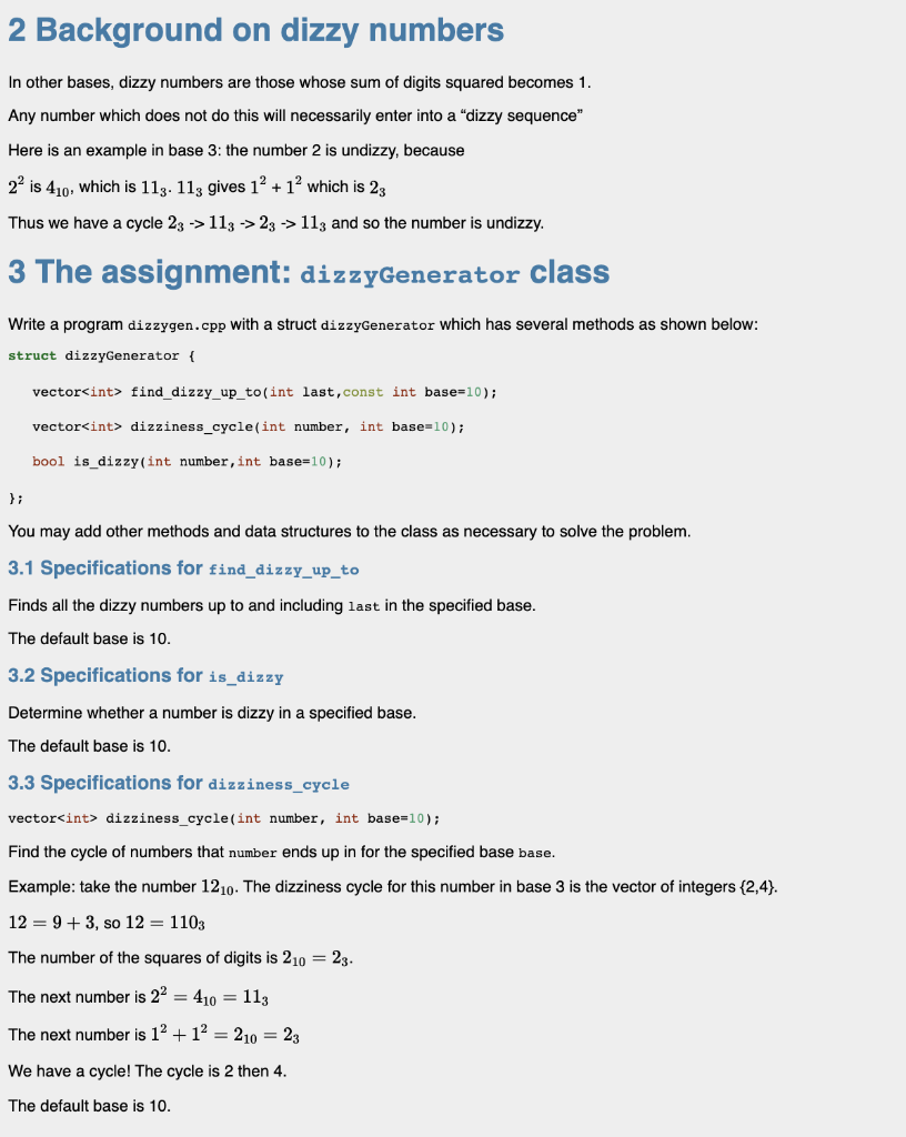 2 Background on dizzy numbers In other bases, dizzy | Chegg.com