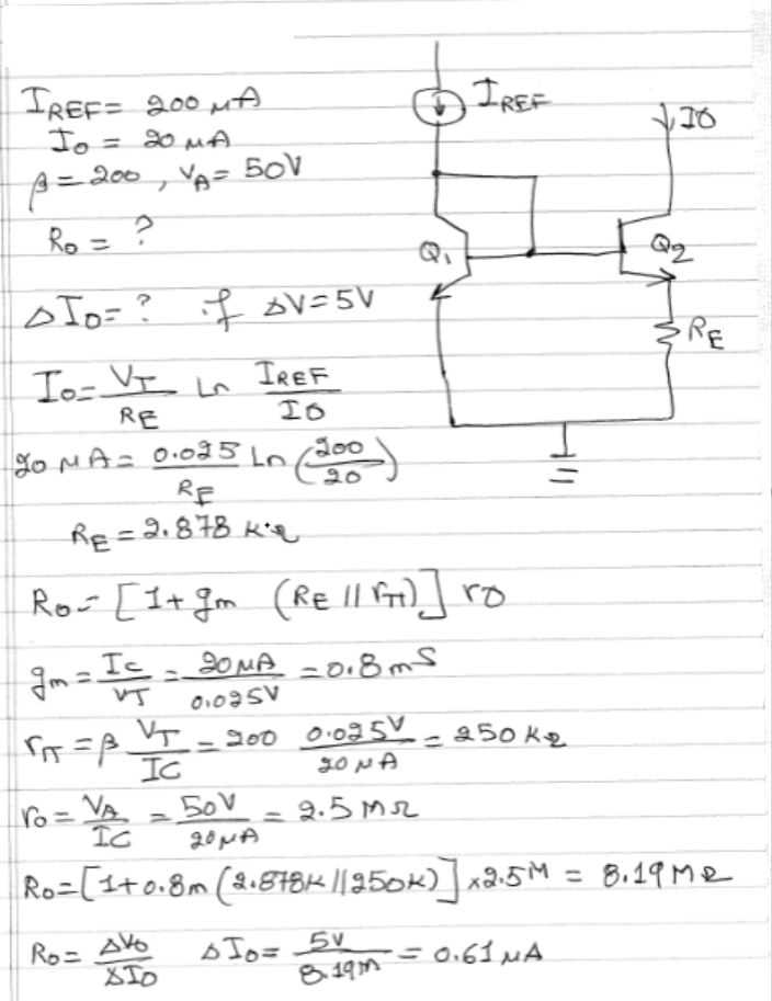 Verify the operation of the Widlar current source | Chegg.com