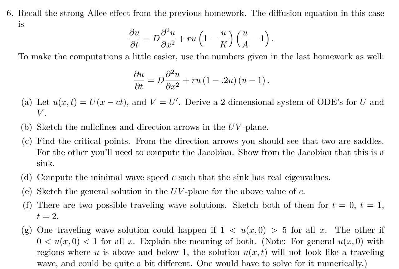 alu u 6. Recall the strong Allee effect from the | Chegg.com