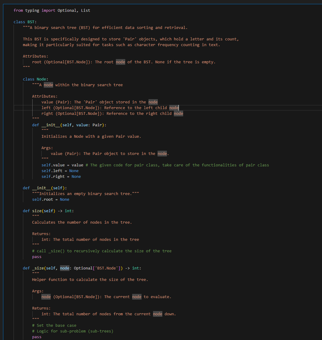 Solved def inorder(self) → List [Pair]: " " " Performs an | Chegg.com