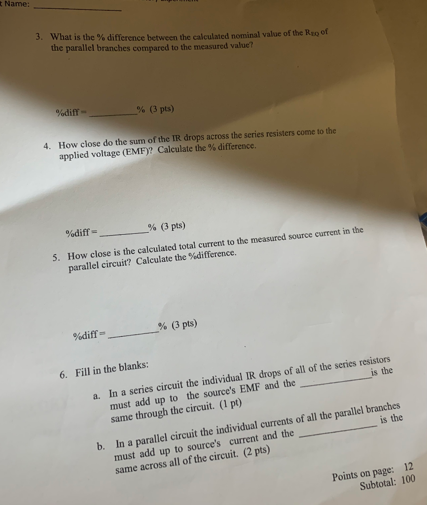 Solved Table #1: Series Circuit (20 x 2pts = 40pts) | Chegg.com