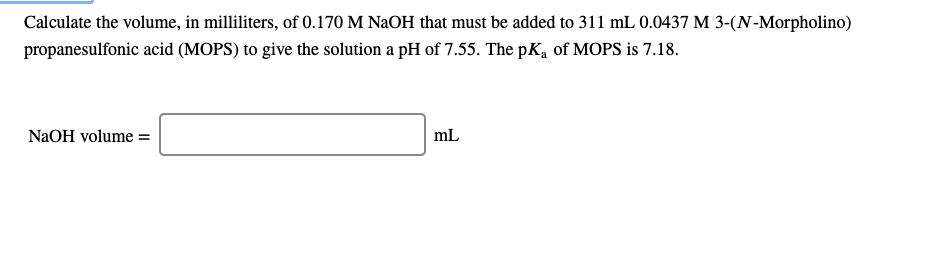 Solved Calculate the volume, in milliliters, of 0.170 M NaOH | Chegg.com