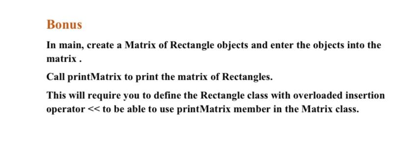 Solved Exercises Given This Declaration Of Class Matrix 