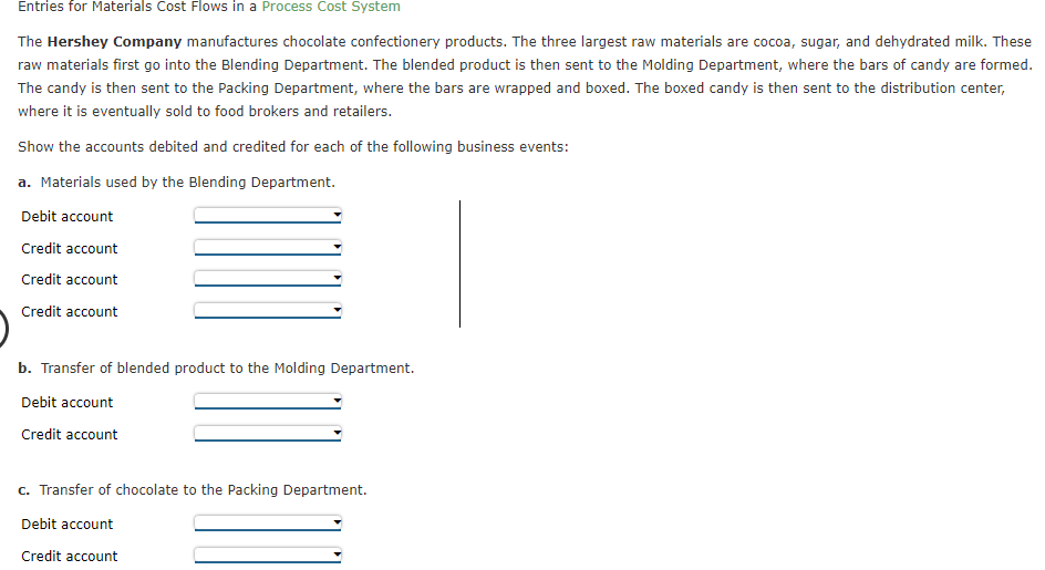 [solved] Entries For Materials Cost Flows In A Process Co